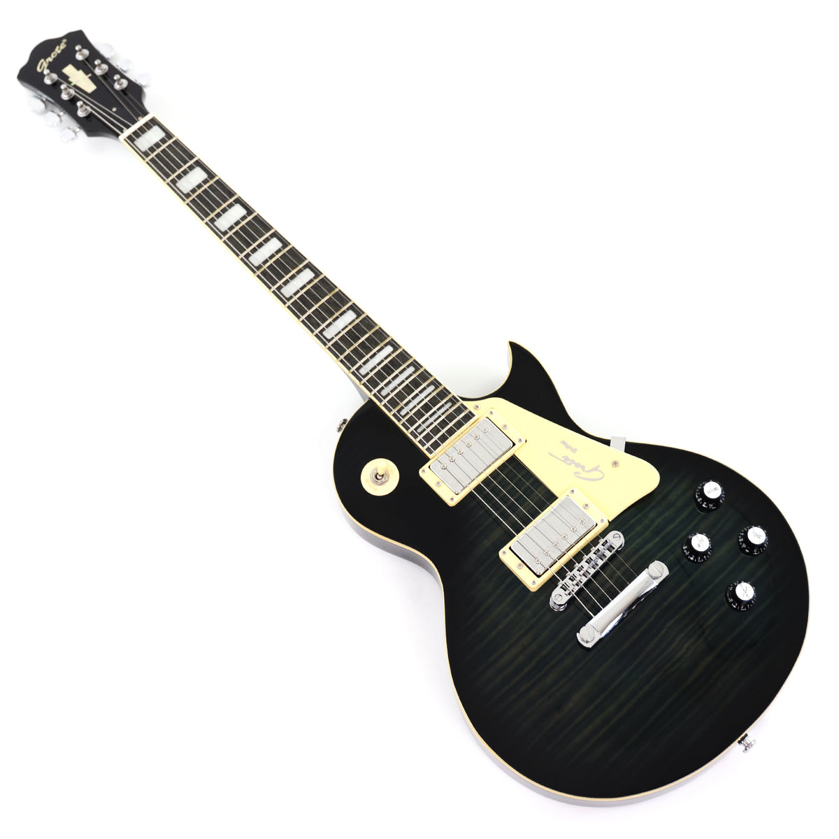 LP Style Electric Guitar with Modern Headstock & Black Gloss Finish (Y ...